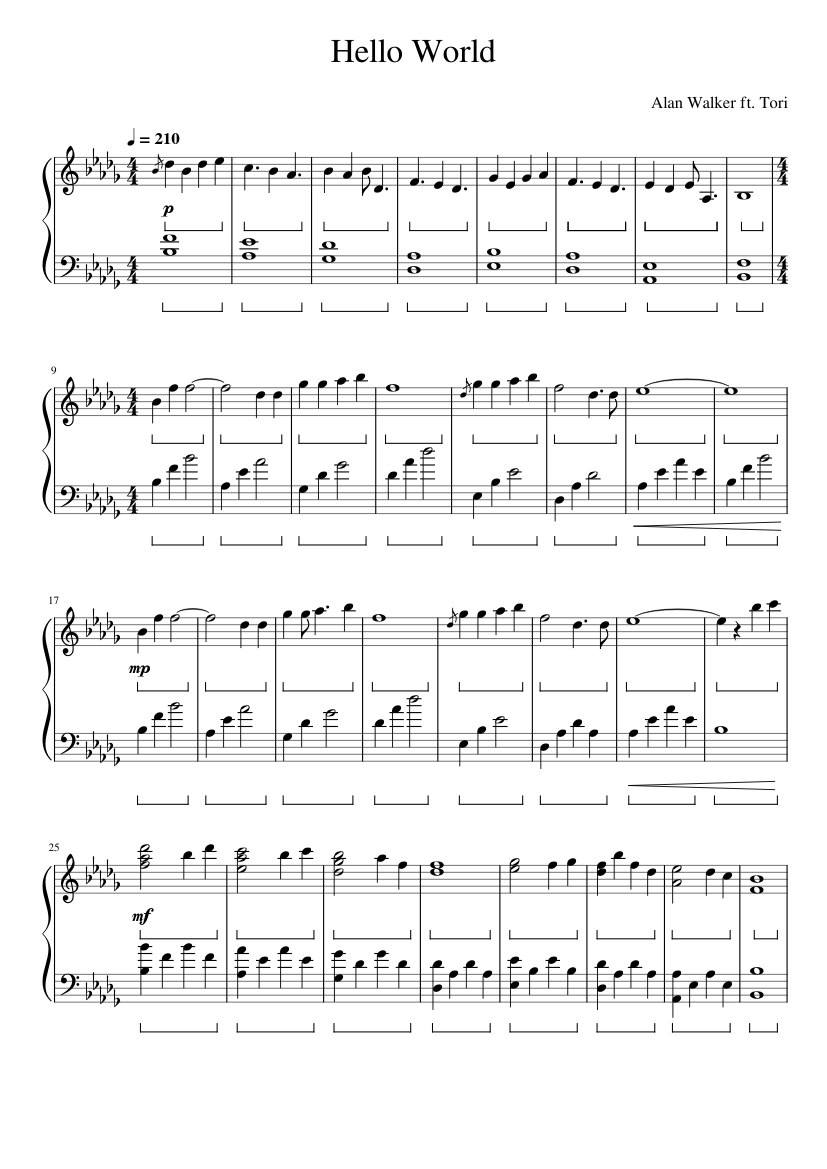 Hello World – Alan Walker Sheet music for Piano (Solo) | Musescore.com
