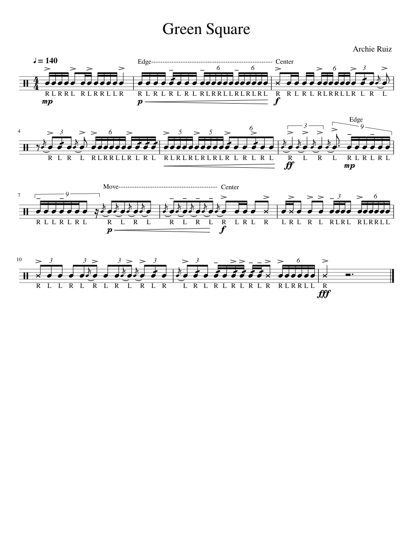 Green Square (Snare Lick) Sheet music for Snare drum (Solo) | Musescore.com