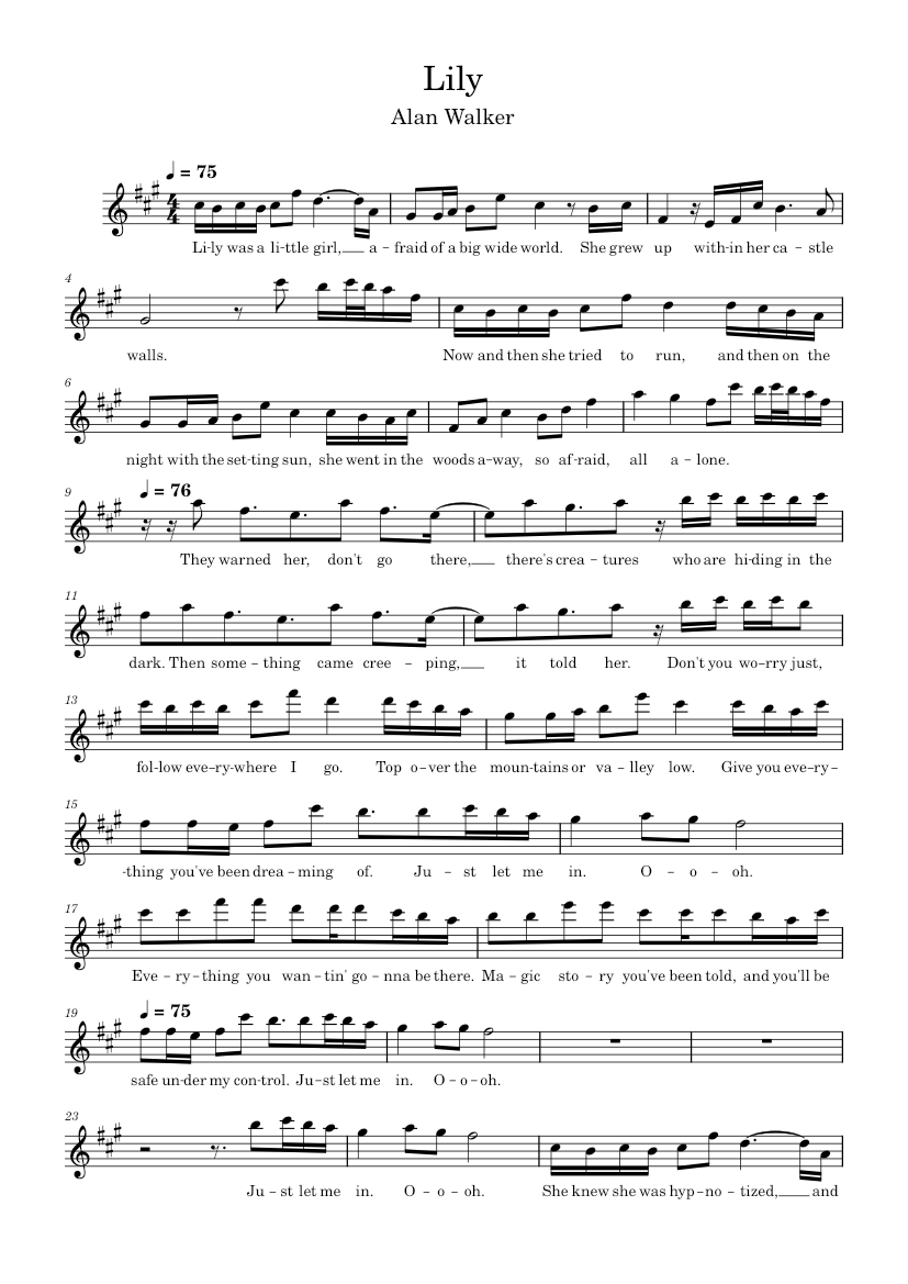 Lily – Alan Walker (Violin Solo) Sheet music for Violin (Solo ...