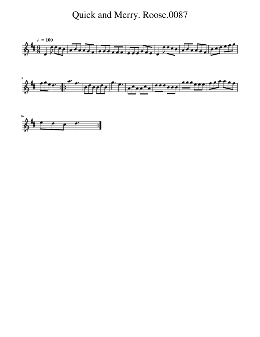 Quick and Merry. Roose.0087 Sheet music for Piano (Solo) | Musescore.com