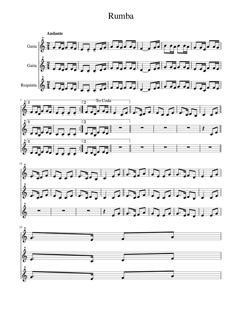 Rumba Sheet music for Pipes, Woodwinds group (Mixed Trio) | Musescore.com