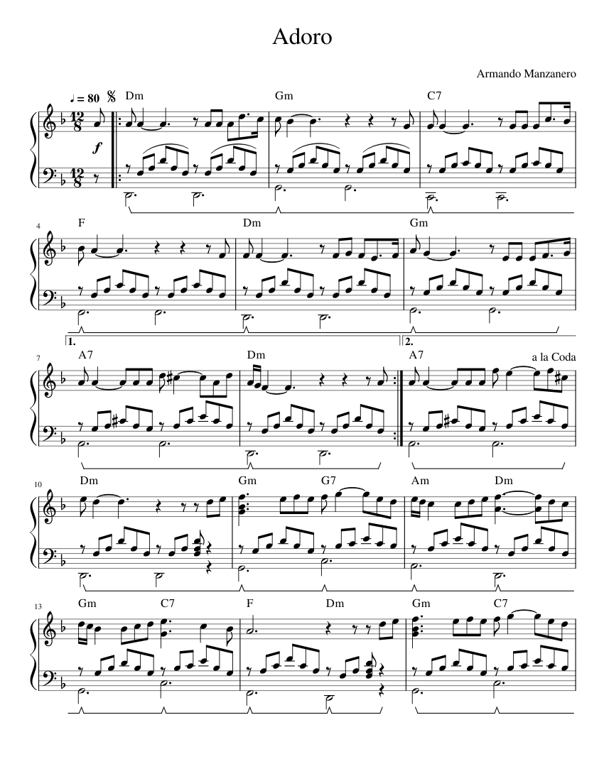 Adoro Sheet music for Piano (Solo) | Musescore.com