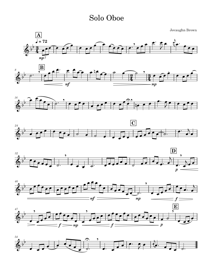 Solo Oboe Sheet Music for Oboe (Solo) | MuseScore.com