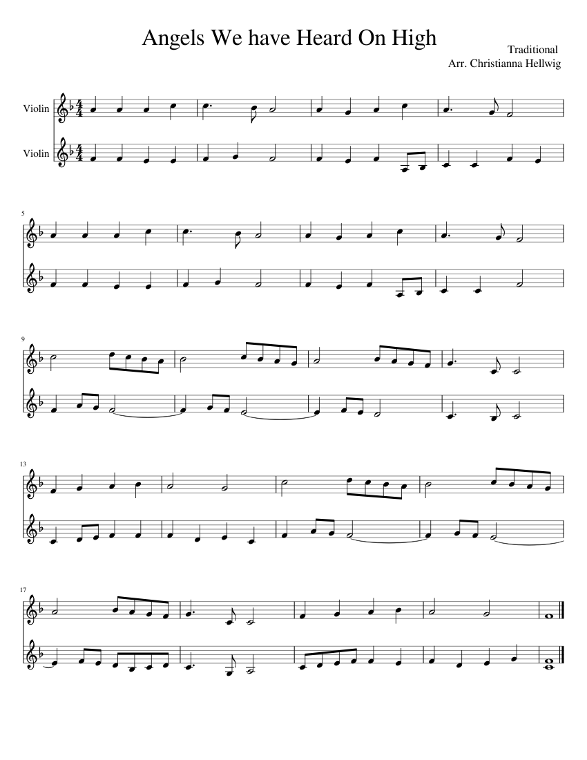 Angels We have Heard On High Sheet music for Piano, Violin (Mixed Trio ...