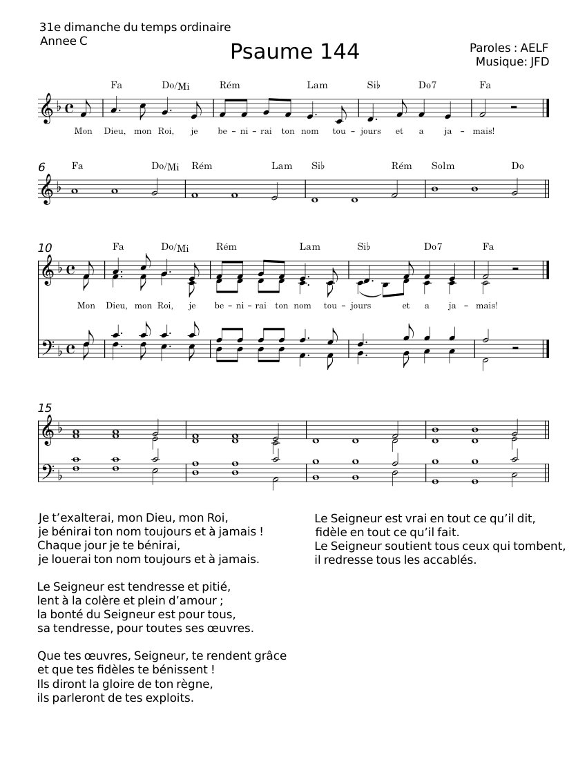 Psaume 144 – JFD Sheet music for Synthesizer (Mixed Duet) | Musescore.com