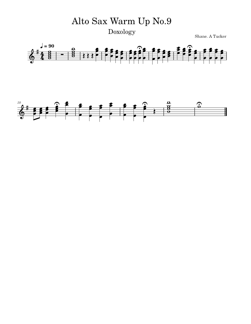 Alto Sax Warm Up No.9 Sheet music for Saxophone alto (Woodwind Quartet ...