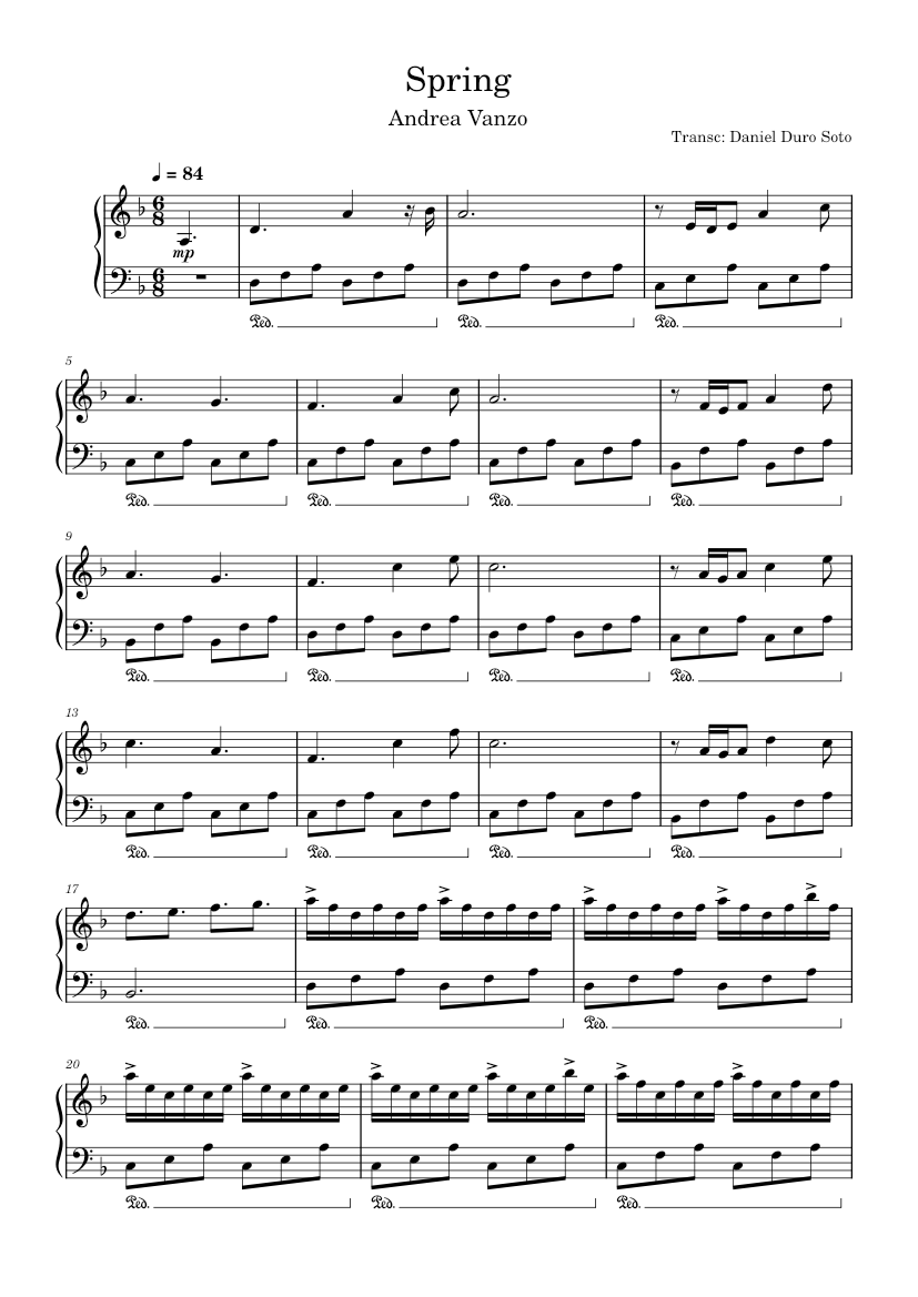 Spring - Andrea Vanzo Sheet Music for Piano (Solo) | MuseScore.com