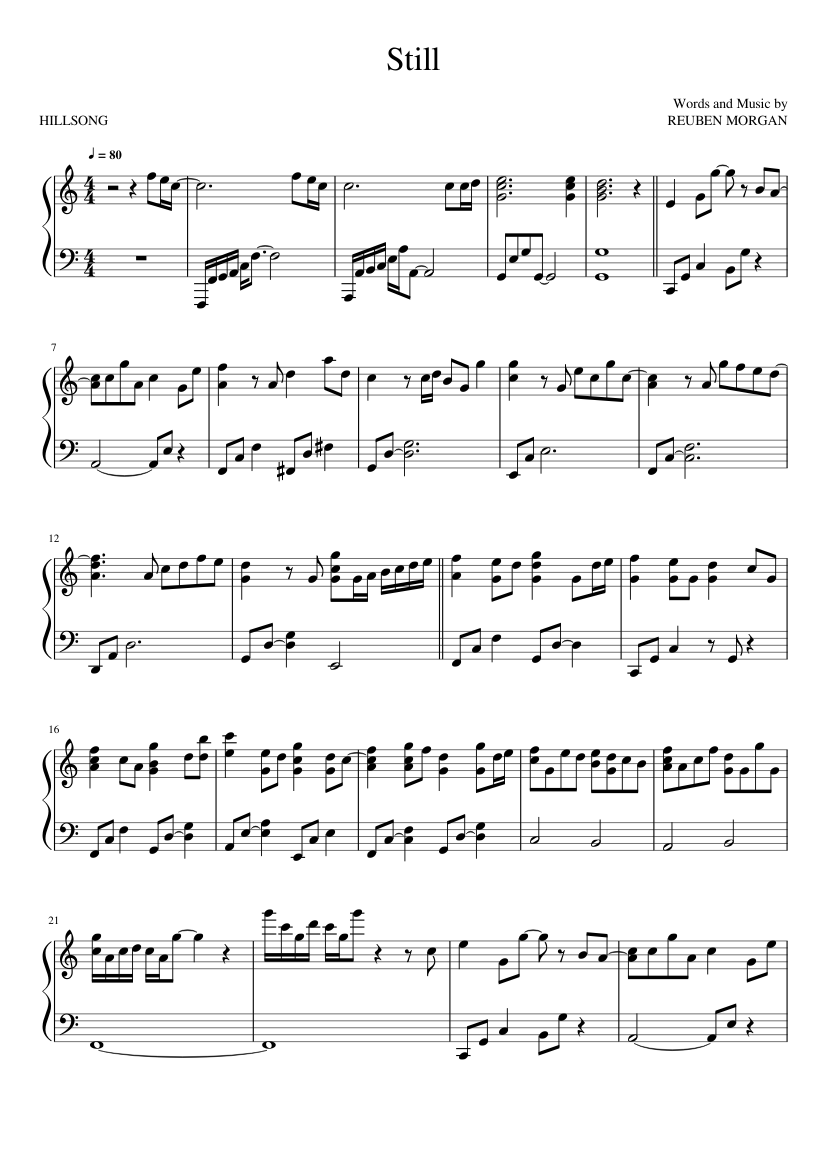 Still – Reuben Morgan Sheet music for Piano (Solo) | Musescore.com