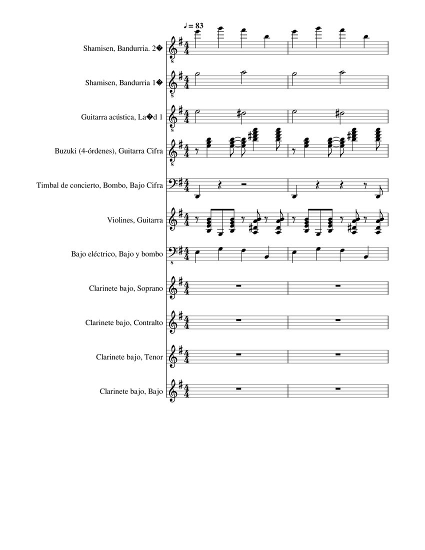 Amor Sheet music for Clarinet bass, Timpani, Guitar, Bass guitar & more ...