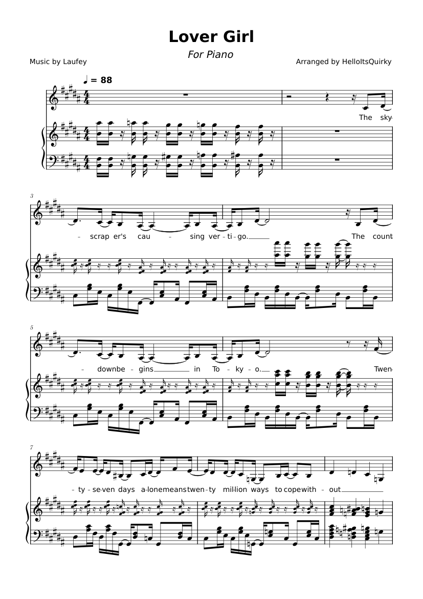 Lover Girl - Laufey Sheet Music for Piano (Solo) Easy | MuseScore.com