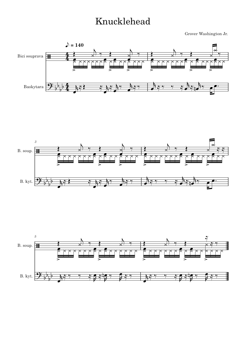 Knucklehead – Grover Washington Jr. Sheet music for Bass guitar, Drum ...