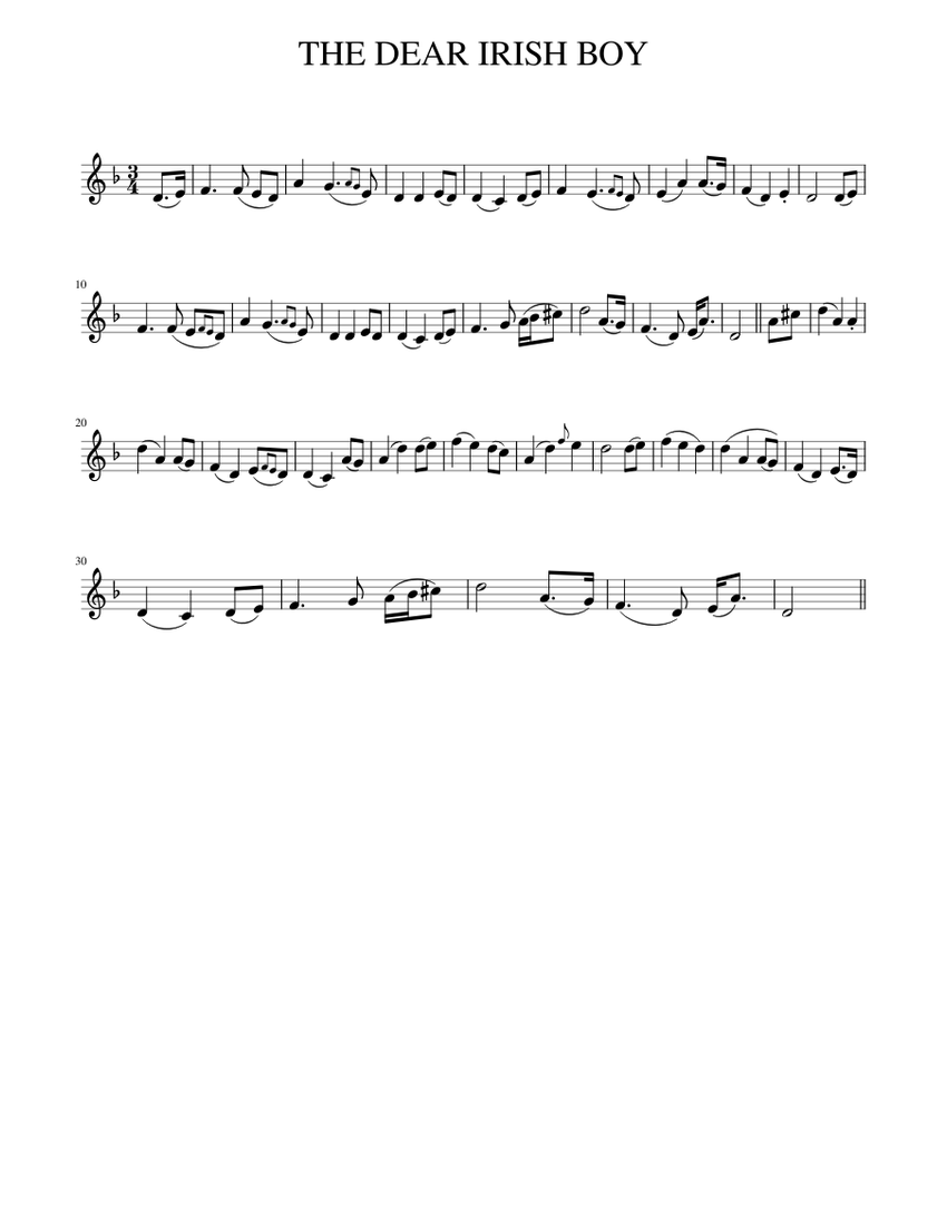 THE DEAR IRISH BOY Sheet music for Piano (Solo) | Musescore.com