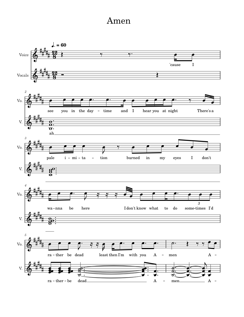 amen Sheet music for Vocals, Violin (A Capella) | Musescore.com