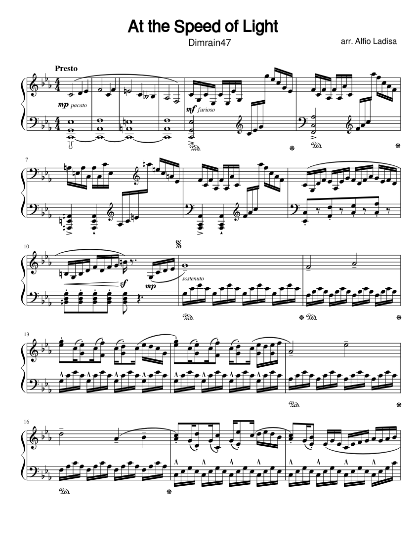 At the Speed of Light - Dimrain47 Sheet music for Piano (Solo ...