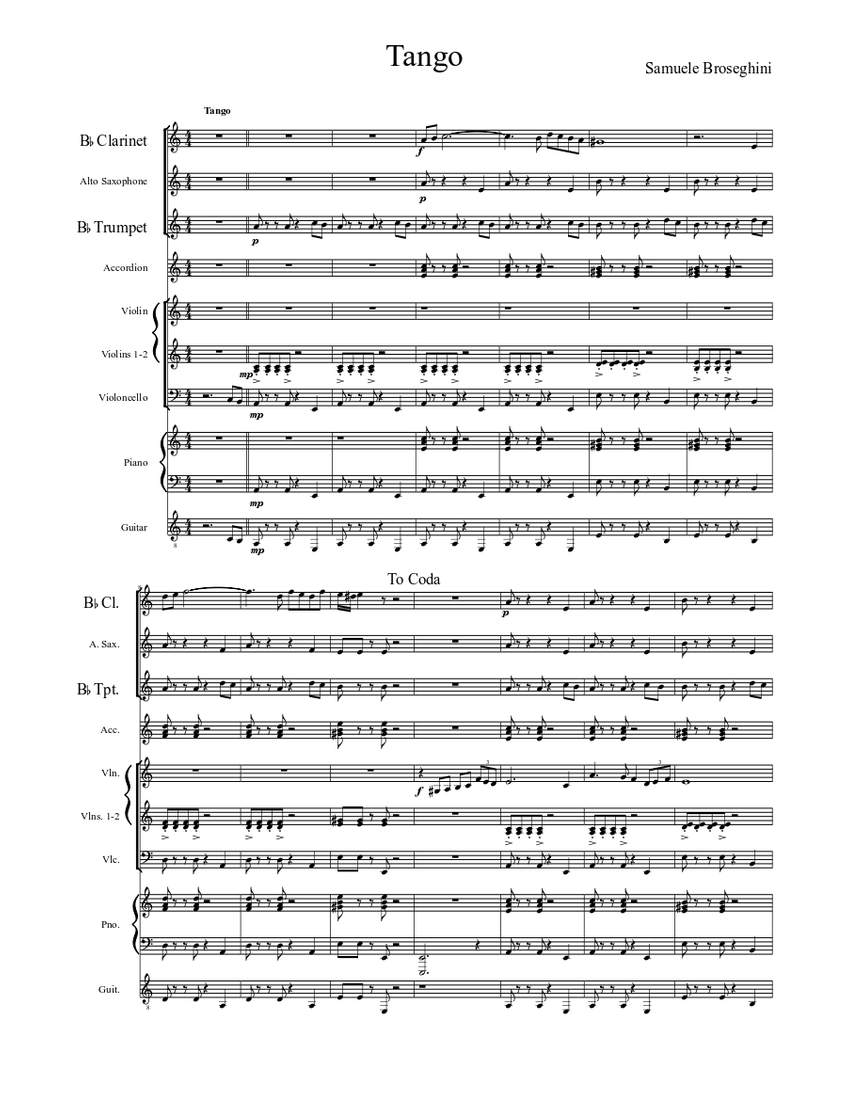Tango Sheet music for Piano, Accordion, Violin, Guitar & more ...