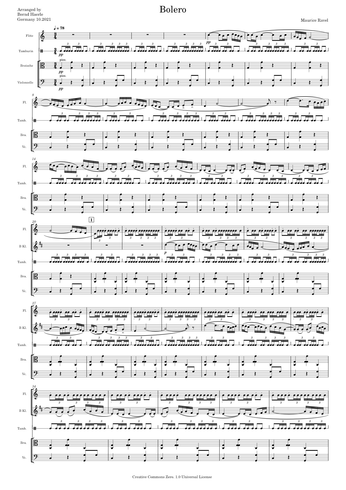 Bolero – Maurice Ravel Sheet music for Trombone, Tuba, Celesta, Trumpet ...