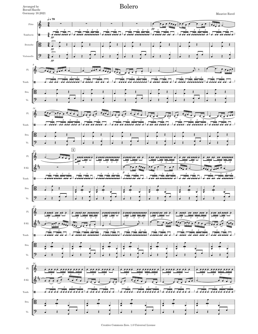 Bolero – Maurice Ravel Sheet music for Trombone, Tuba, Celesta, Trumpet ...