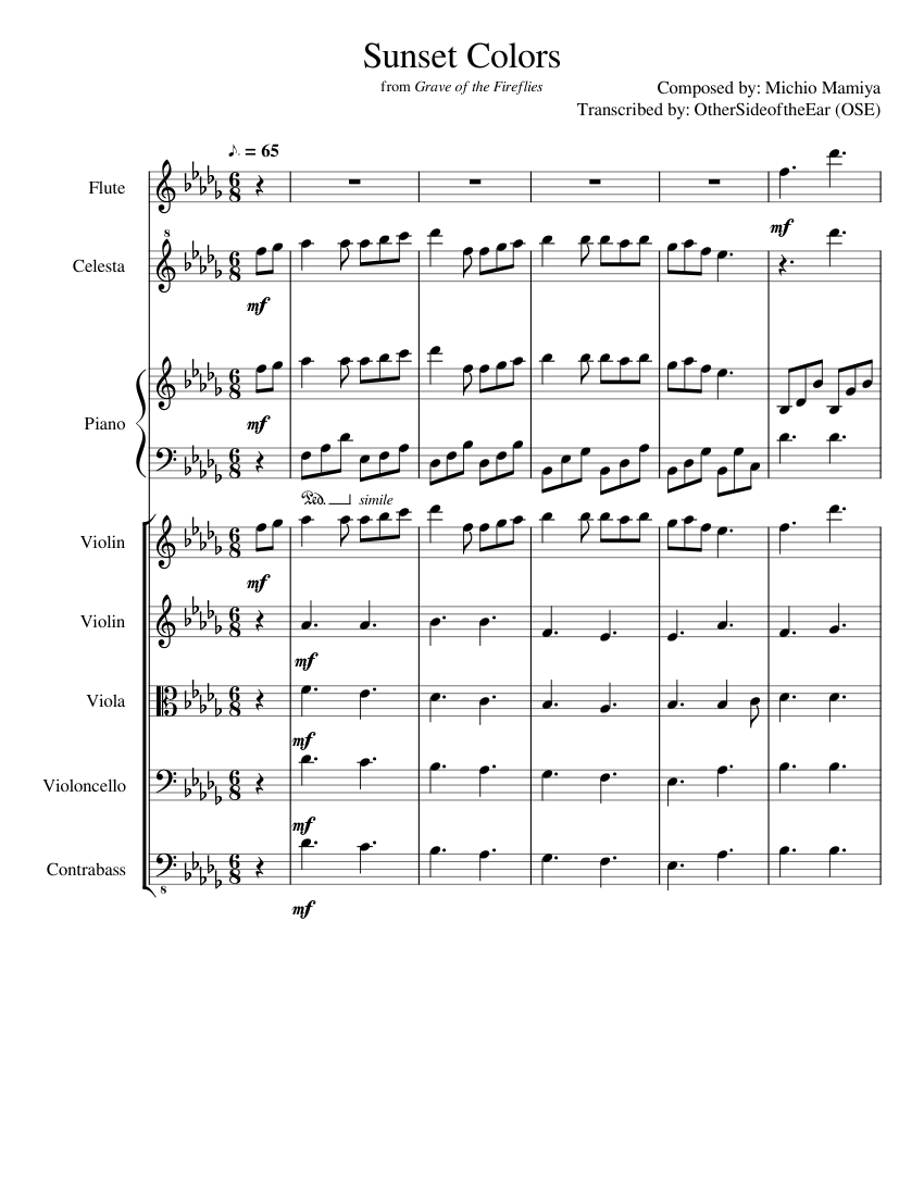 15. 夕焼け (Sunset Colors) Sheet music for Piano, Celesta, Flute ...