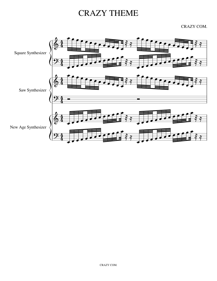 CRAZY_THEME Sheet music for Synthesizer (Mixed Trio) | Musescore.com