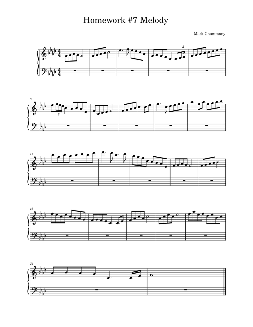 Homework #7 Melody Sheet music for Piano (Solo) | Musescore.com