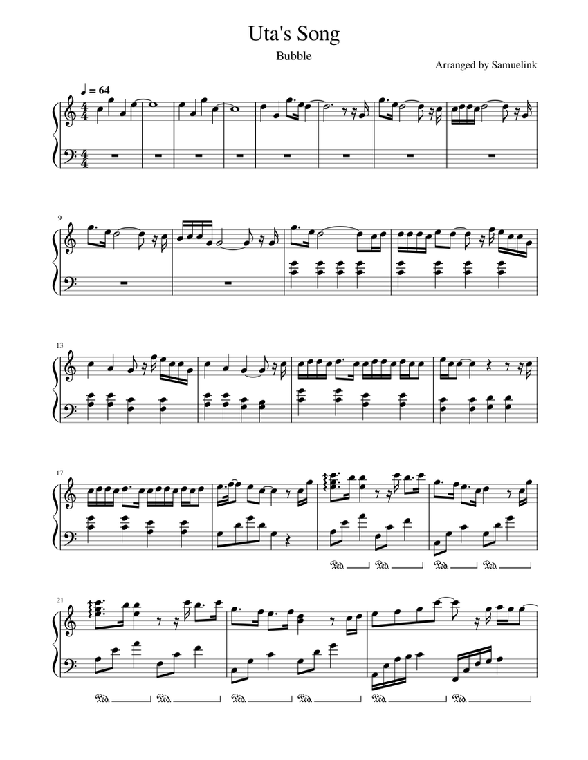 Uta's Song - Bubble Sheet music for Piano (Solo) | Musescore.com