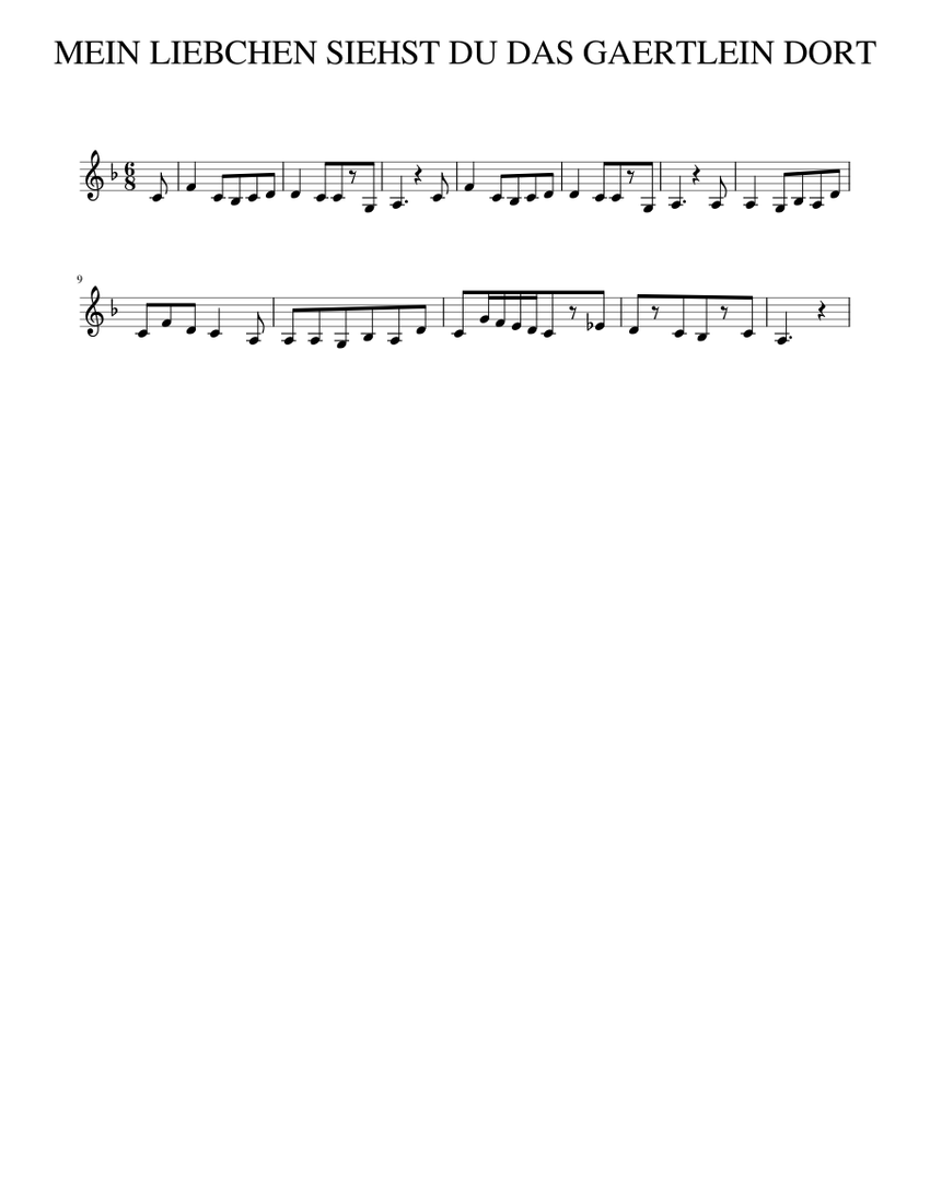 MEIN LIEBCHEN SIEHST DU DAS GAERTLEIN DORT Sheet music for Piano (Solo ...