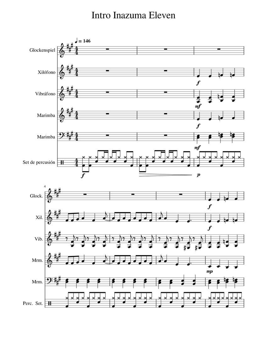 Inazuma Eleven Intro – Yasunori Mitsuda Intro Inazuma Eleven Sheet music for Vibraphone ...