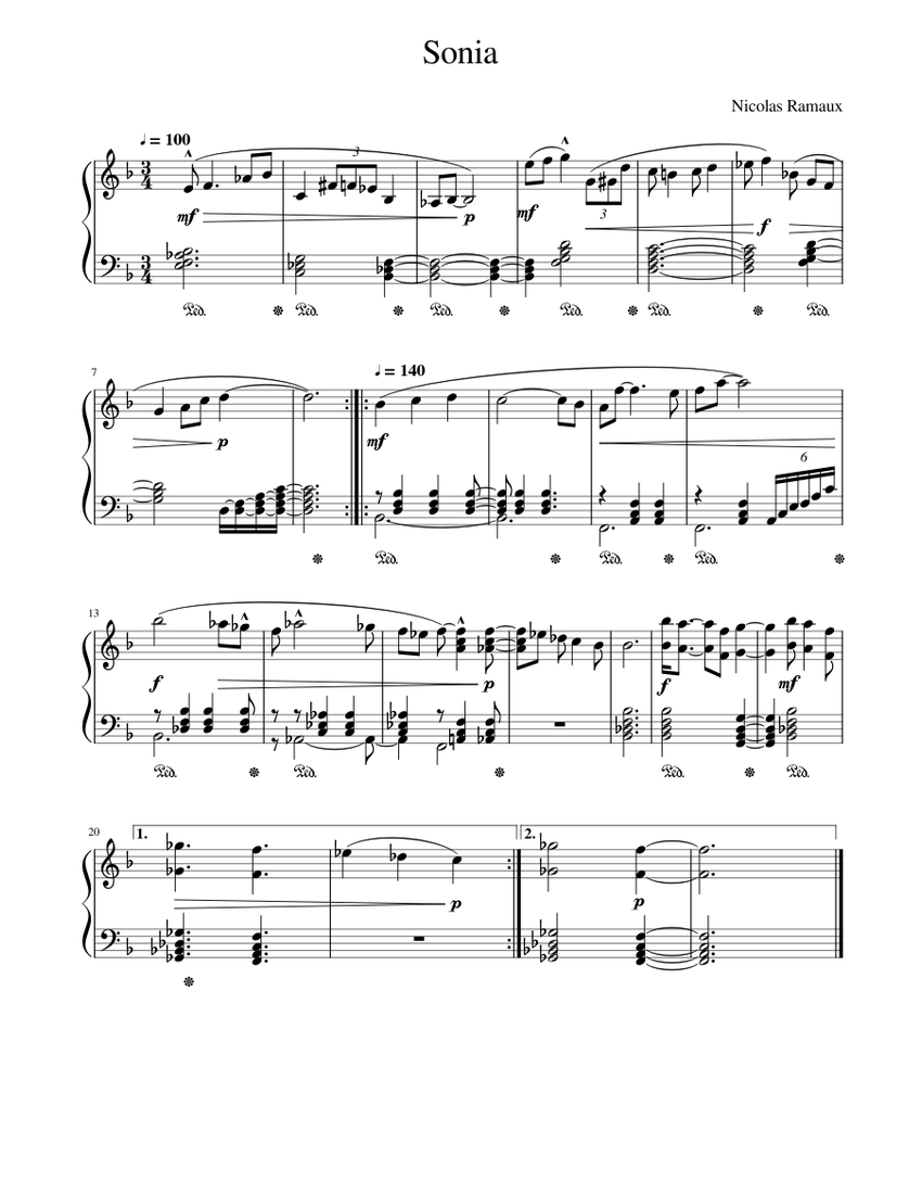 Sonia - Piano Solo Sheet music for Piano (Solo) | Musescore.com