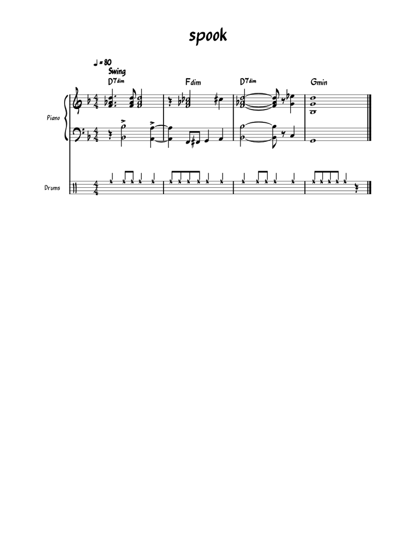 spook Sheet music for Piano, Drum group (Mixed Duet) | Musescore.com