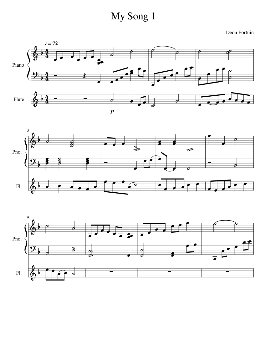 My_Song 1 Sheet music for Piano, Flute (Solo) | Musescore.com