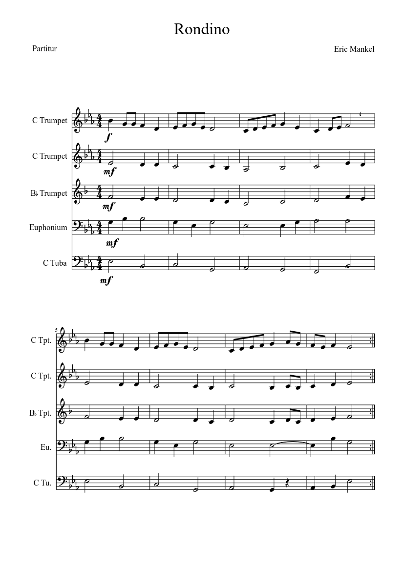 Rondino Sheet music for Tuba, Trumpet other (Mixed Quartet) | Musescore.com