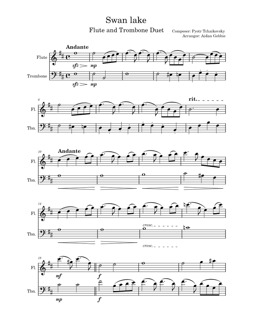 Theme from Swan Lake – Pyotr Ilyich Tchaikovsky Sheet music for ...