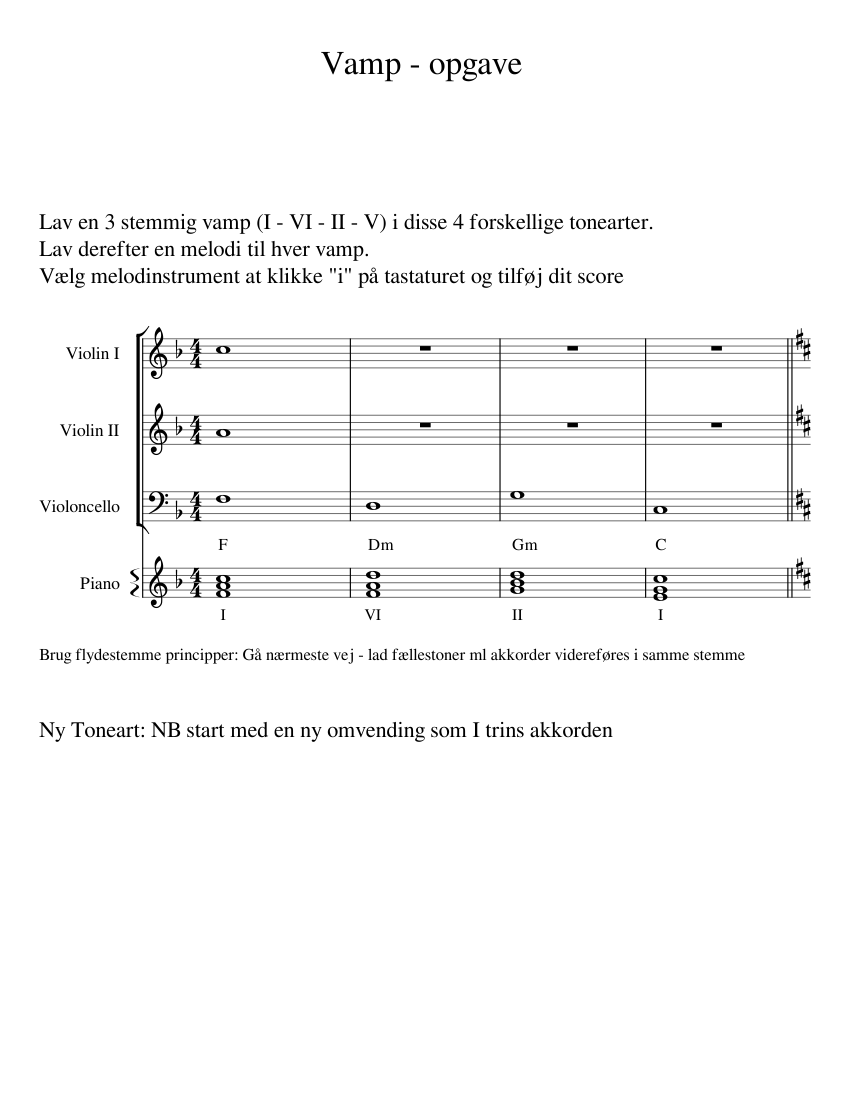 Vamp opgave I -VI - II - V - piano tutorial