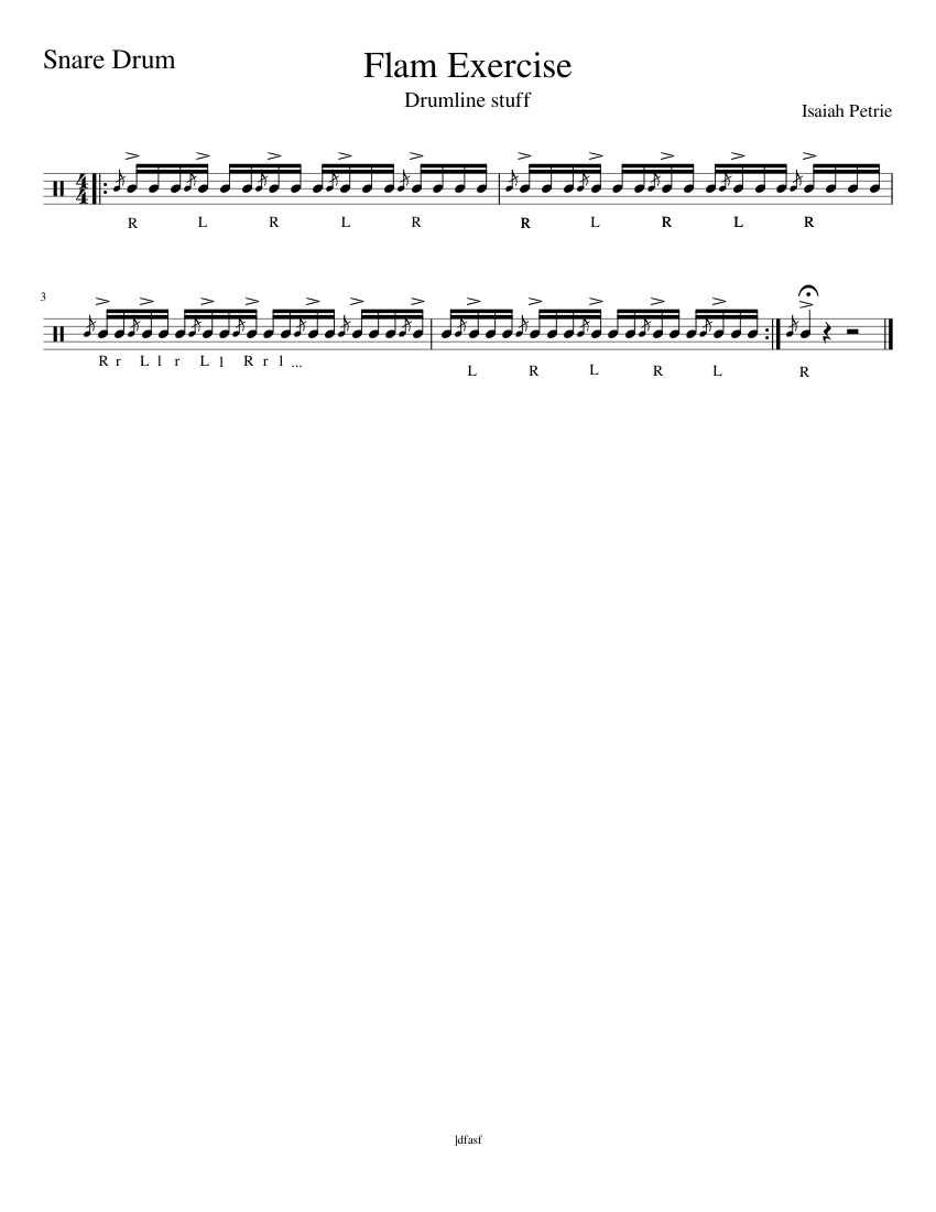 Flam Exercise (Snare Exercise) Sheet music for Snare drum (Solo ...