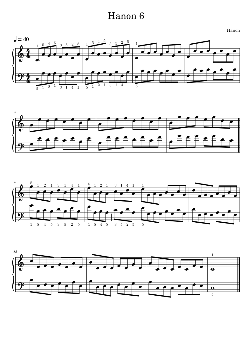 Hanon 6 Sheet music for Piano (Solo) Easy | Musescore.com