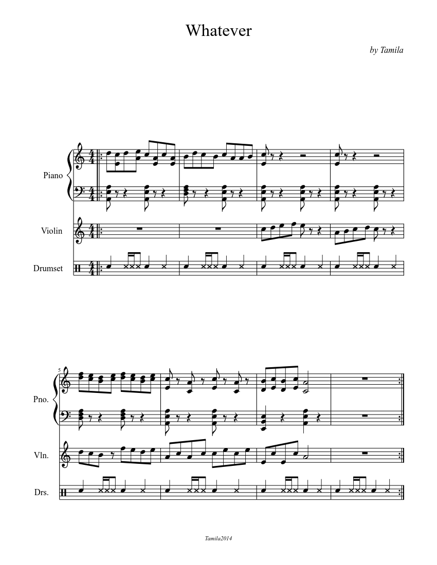 Whatever Sheet music for Piano, Violin (Solo) | Download and print in ...