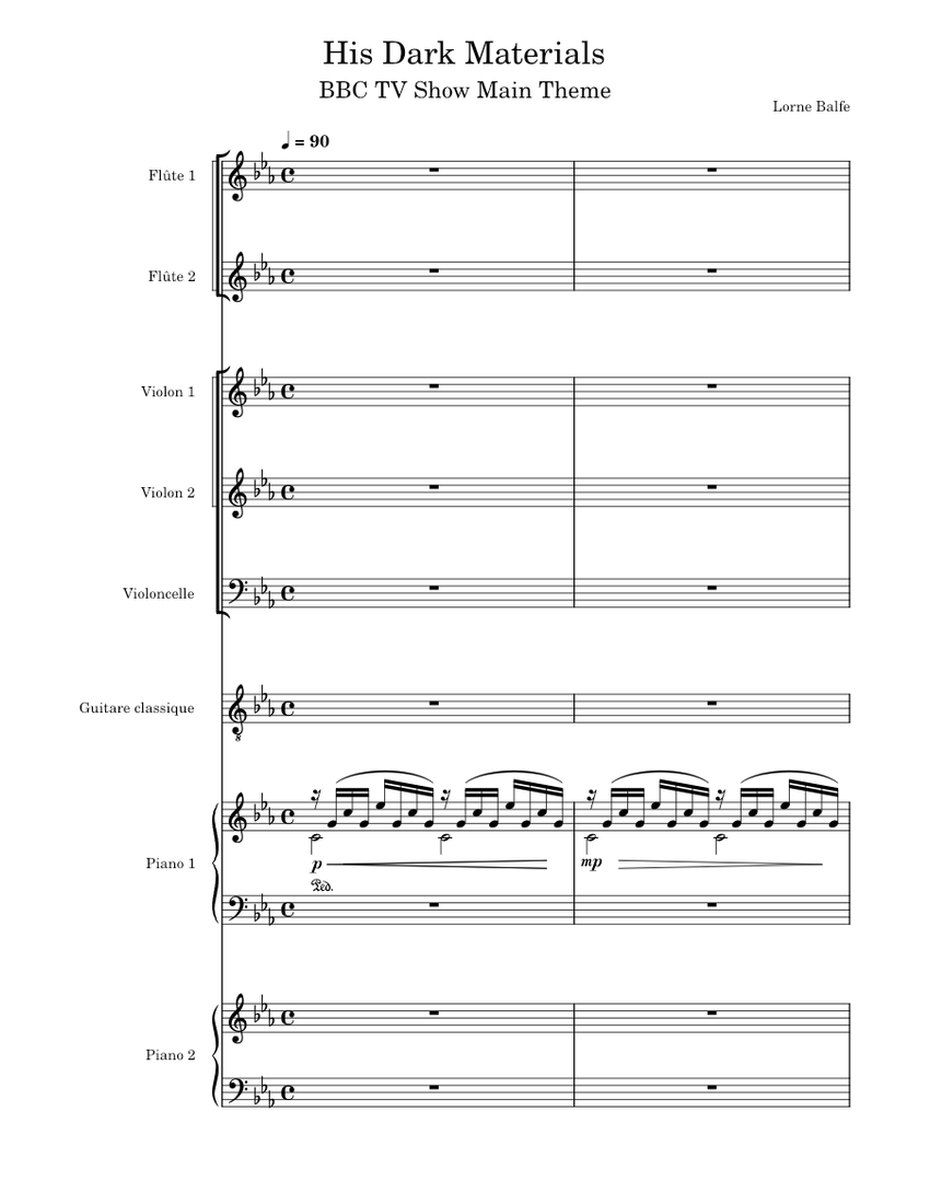 His Dark Materials – Lorne Balfe His Dark Materials Sheet music for Piano, Flute, Violin, Cello ...