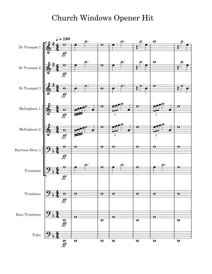 Church Windows Opener Sheet music for Trombone, Tuba, Mellophone ...