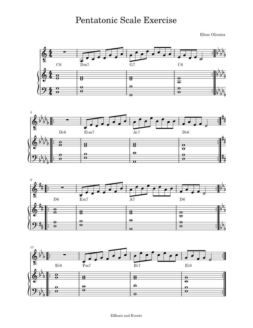 Pentatonic Scale Exercise Sheet music for Piano, Vocals (Piano-Voice ...