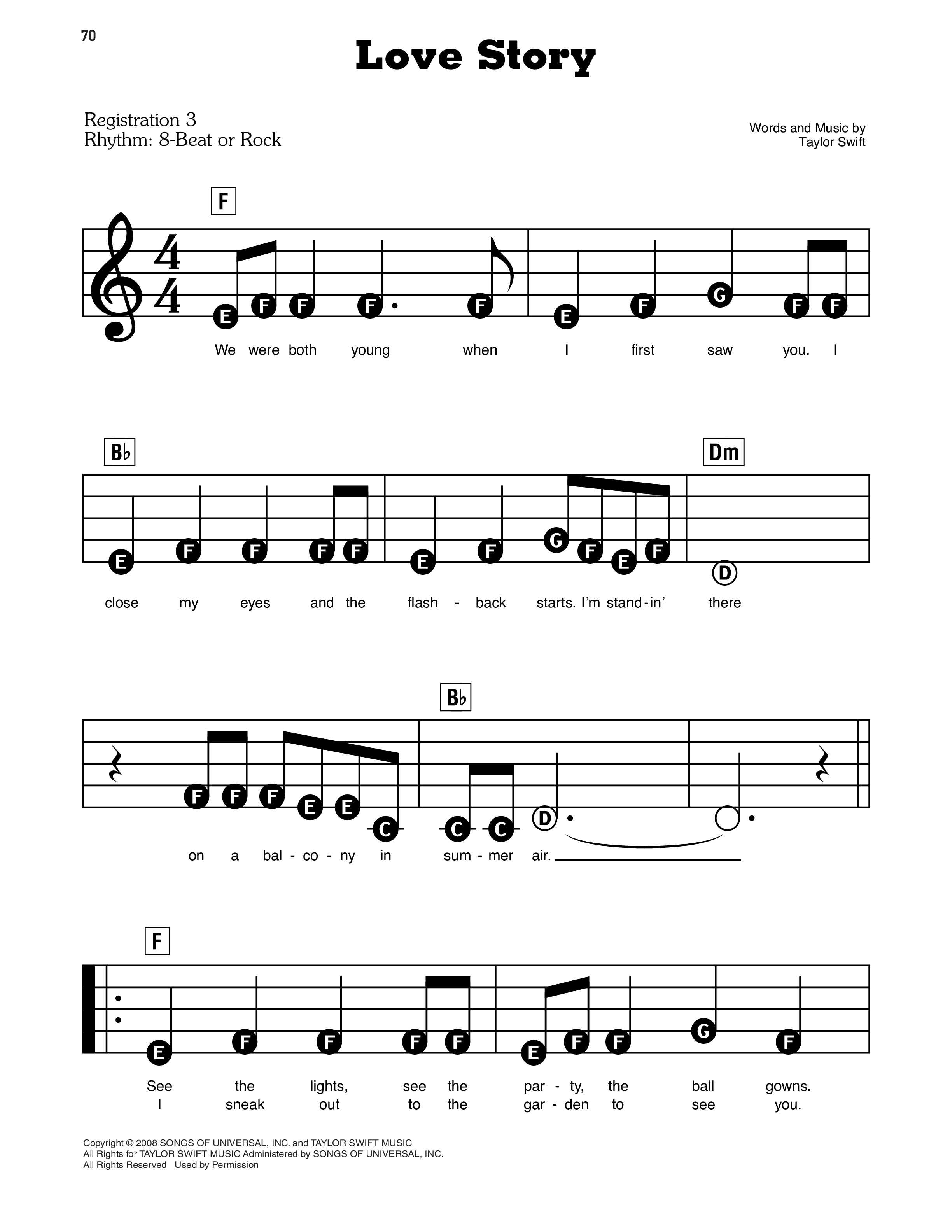 Play Official version of Love story sheet music by Taylor Swift for Piano, Organ, Synthesizer ...