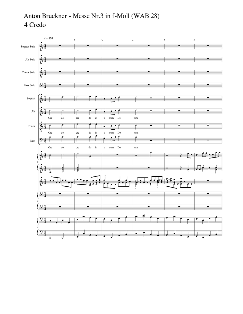 Anton Bruckner - Messe Nr3 in f-Moll - 3 Credo Sheet music for ...