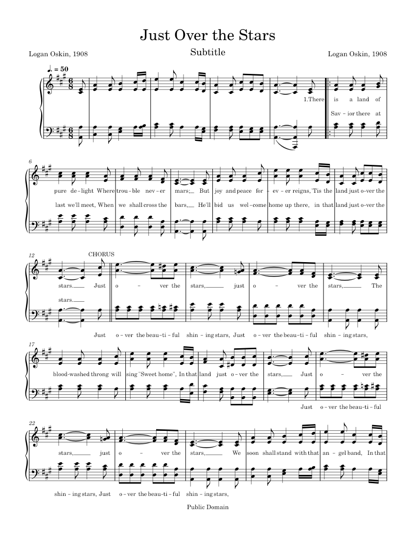 Just Over the Stars Sheet music for Piano (Solo) Easy | Musescore.com