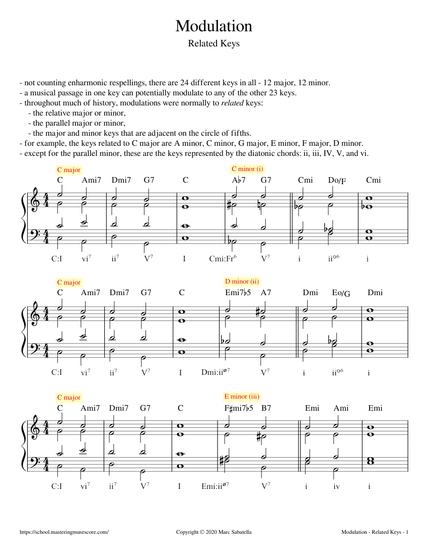 Modulation: Related Keys Sheet music for Piano (Solo) Easy | Musescore.com