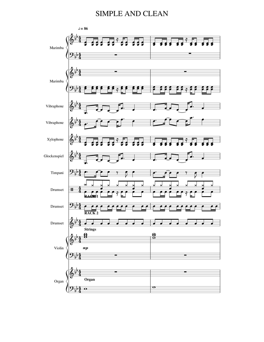 SIMPLE AND CLEAN Sheet music for Piano, Timpani, Vibraphone ...