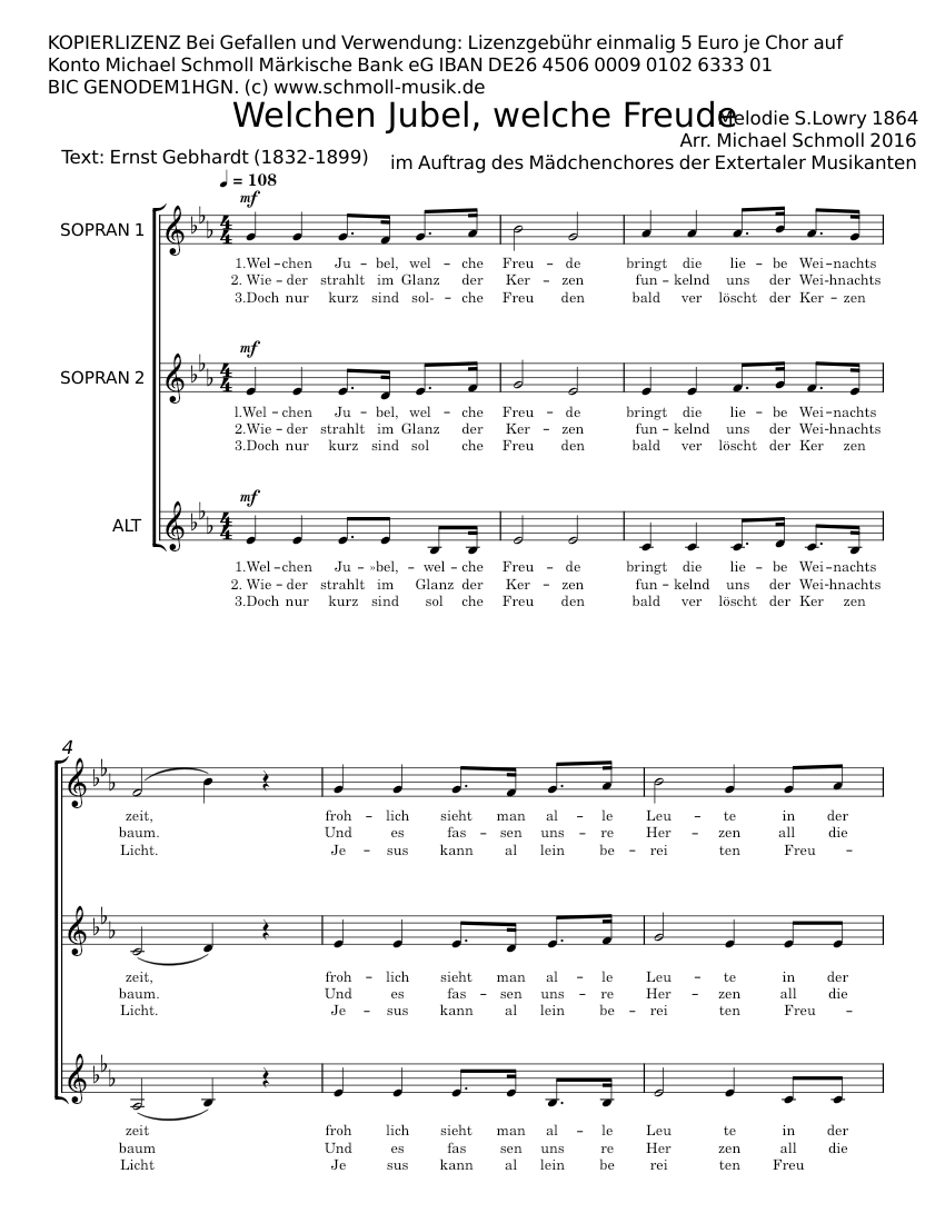 Welchen Jubel welche Freude - Ernst Gebhardt Sheet music for ...
