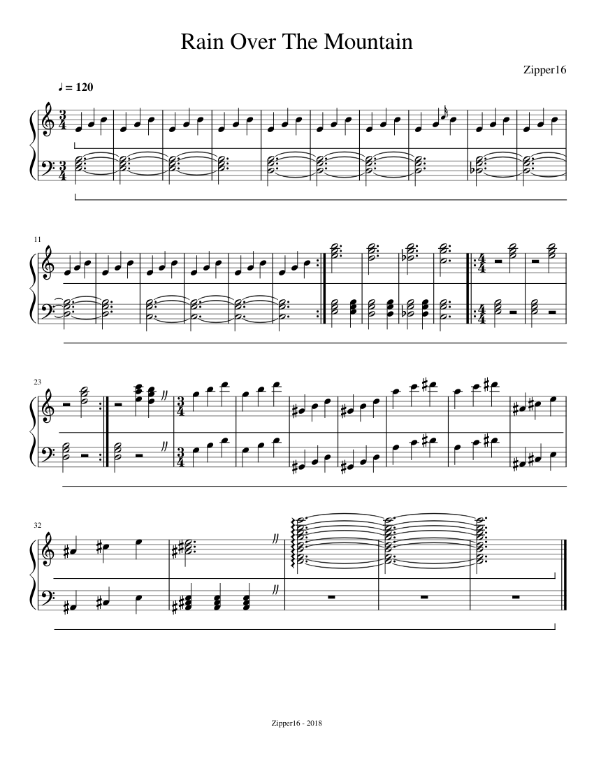 Rain Over The Mountain - piano tutorial