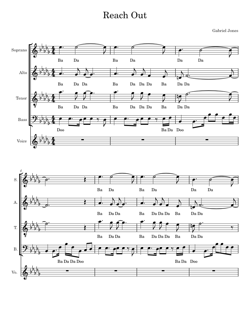 Reach Out Sheet music for Soprano, Alto, Tenor, Bass voice & more instruments (A Capella ...