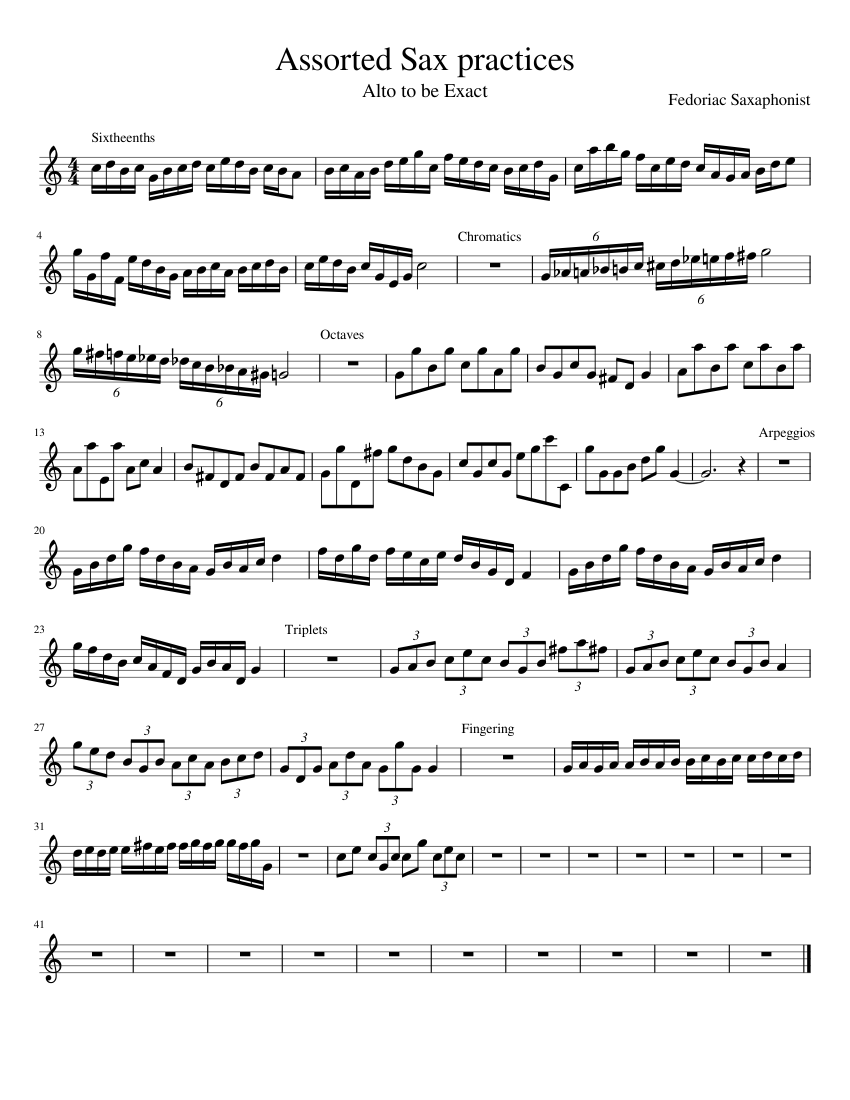 Assorted Sax practices Sheet music for Saxophone alto (Solo ...