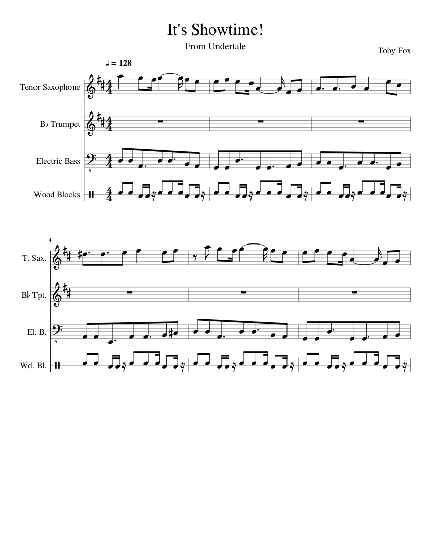 It's Showtime! Sheet music for Saxophone tenor, Trumpet in b-flat, Bass ...