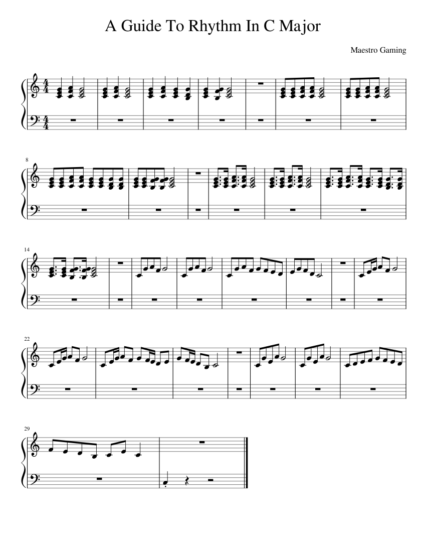 A Guide to Rhythm in C Major Sheet music for Piano (Solo) Easy ...